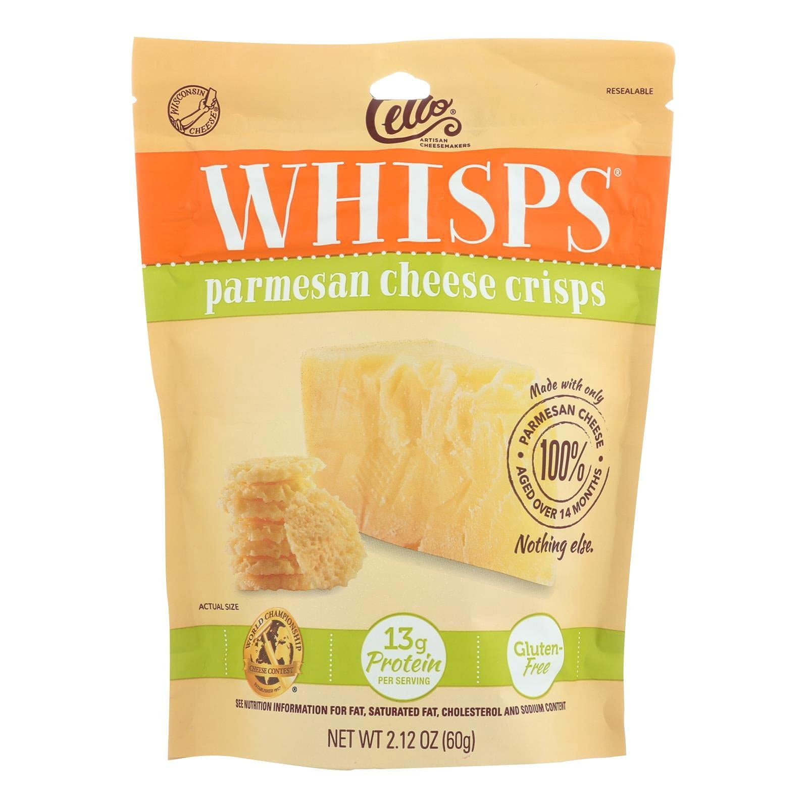 Cello Whisps Parmesan Cheese Crisps, 2.12 Ounce - 12 per case ...