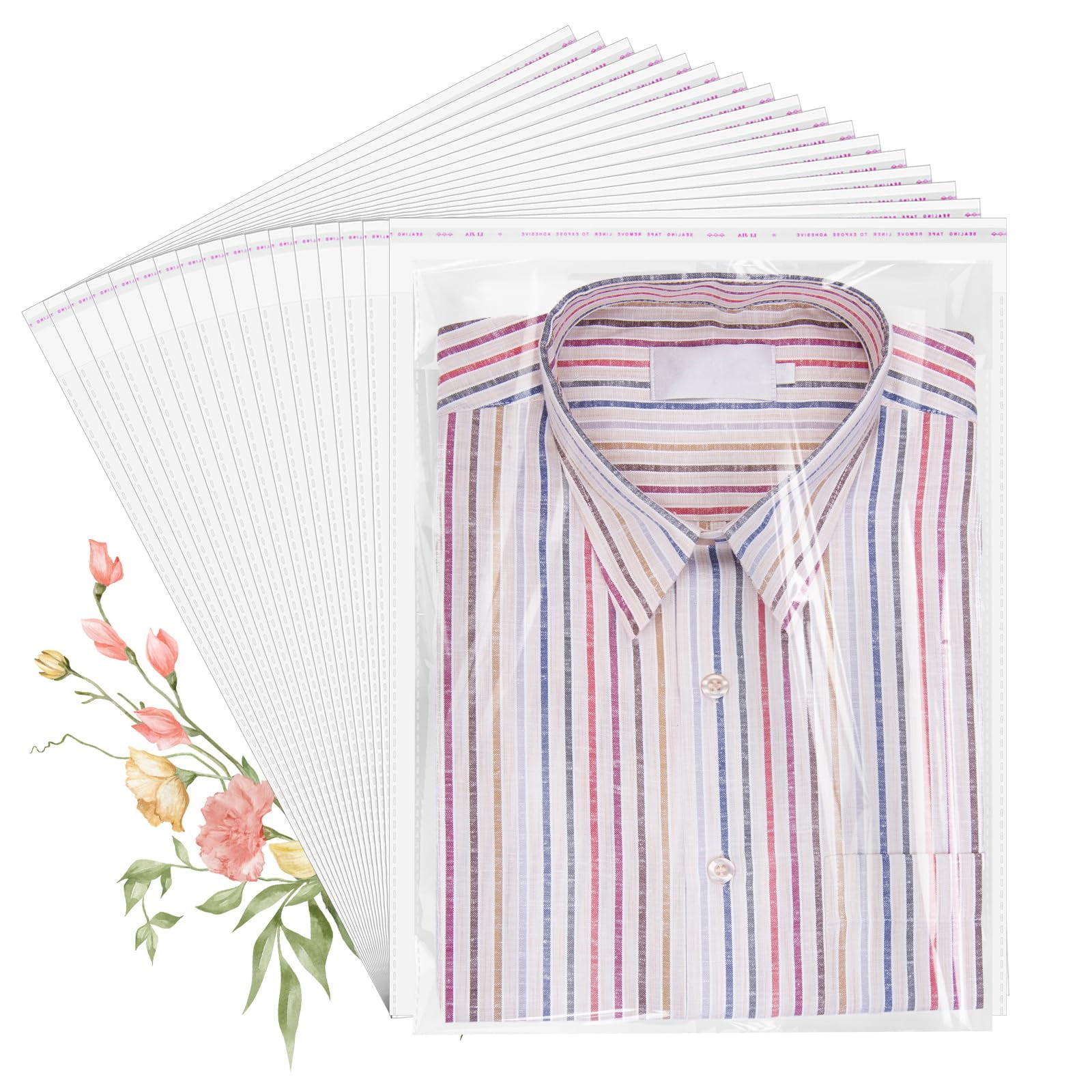 Cellophane Bags, 100 Pcs DEF29 Resealable Clear Poly Bags for Clothes ...