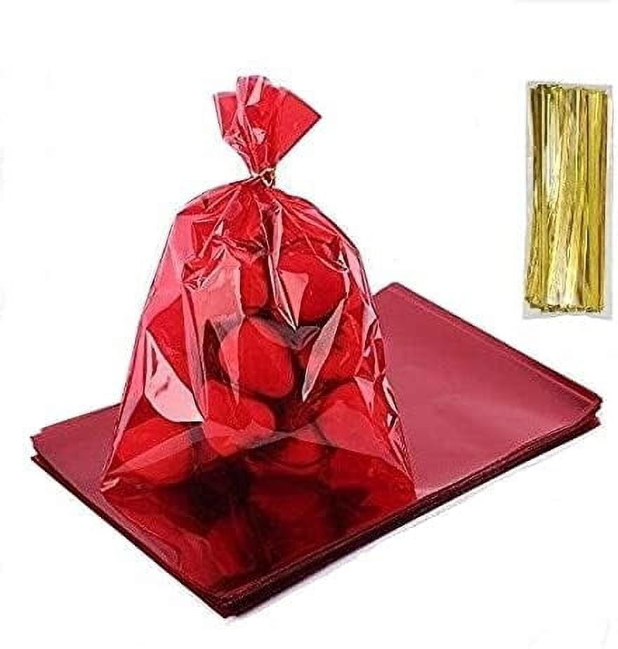 Cellophane Treat Bags 100 pcs Red Color 6x9 Inch Bags Cellophane Wrap ...
