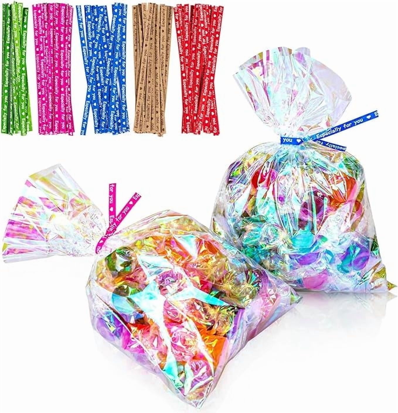 Cellophane Treat Bags, 5x7 inch Iridescent Cellophane Bags with Twist ...