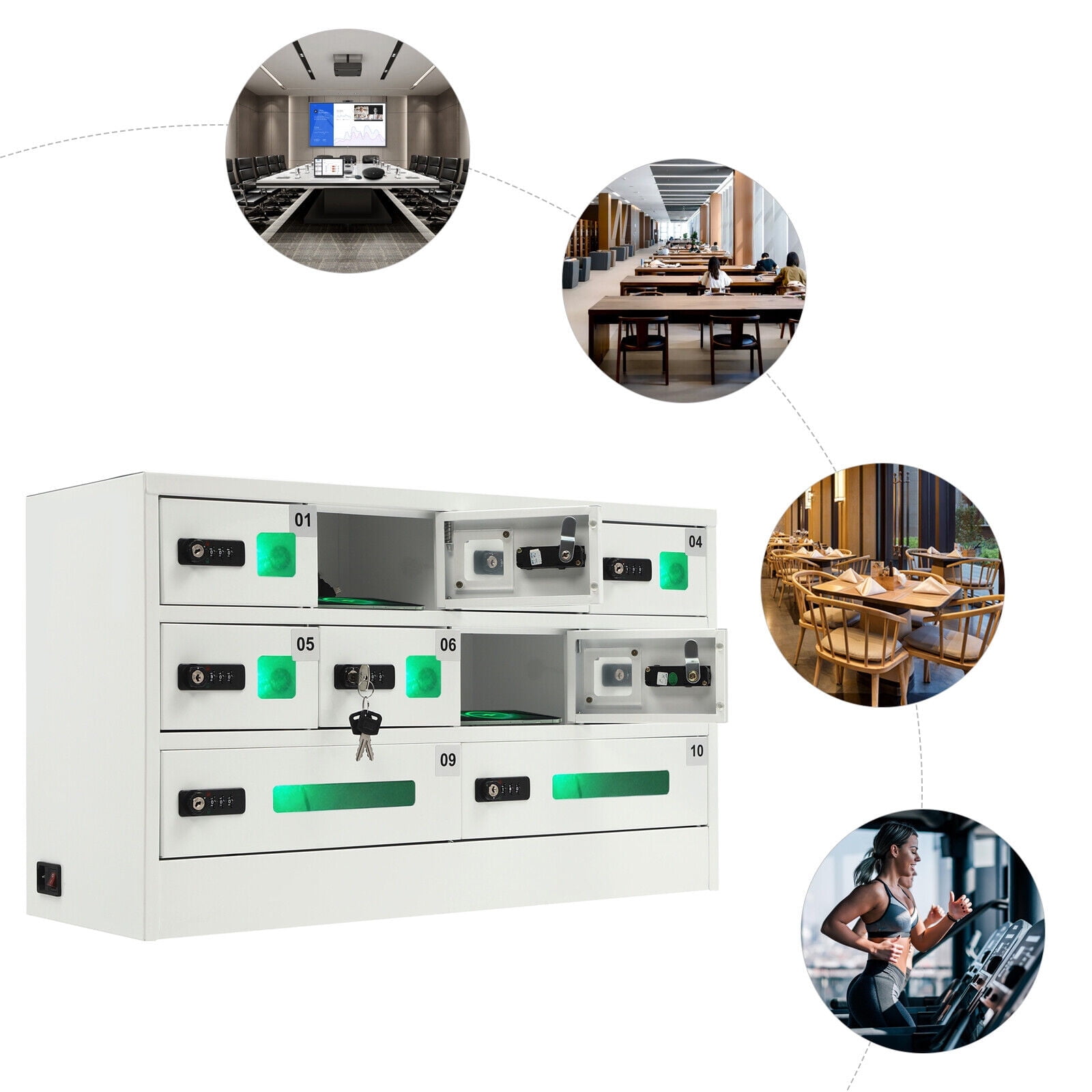 Cellphone Charging Station 10-Slots Cellphone Lockable Cabinet w ...