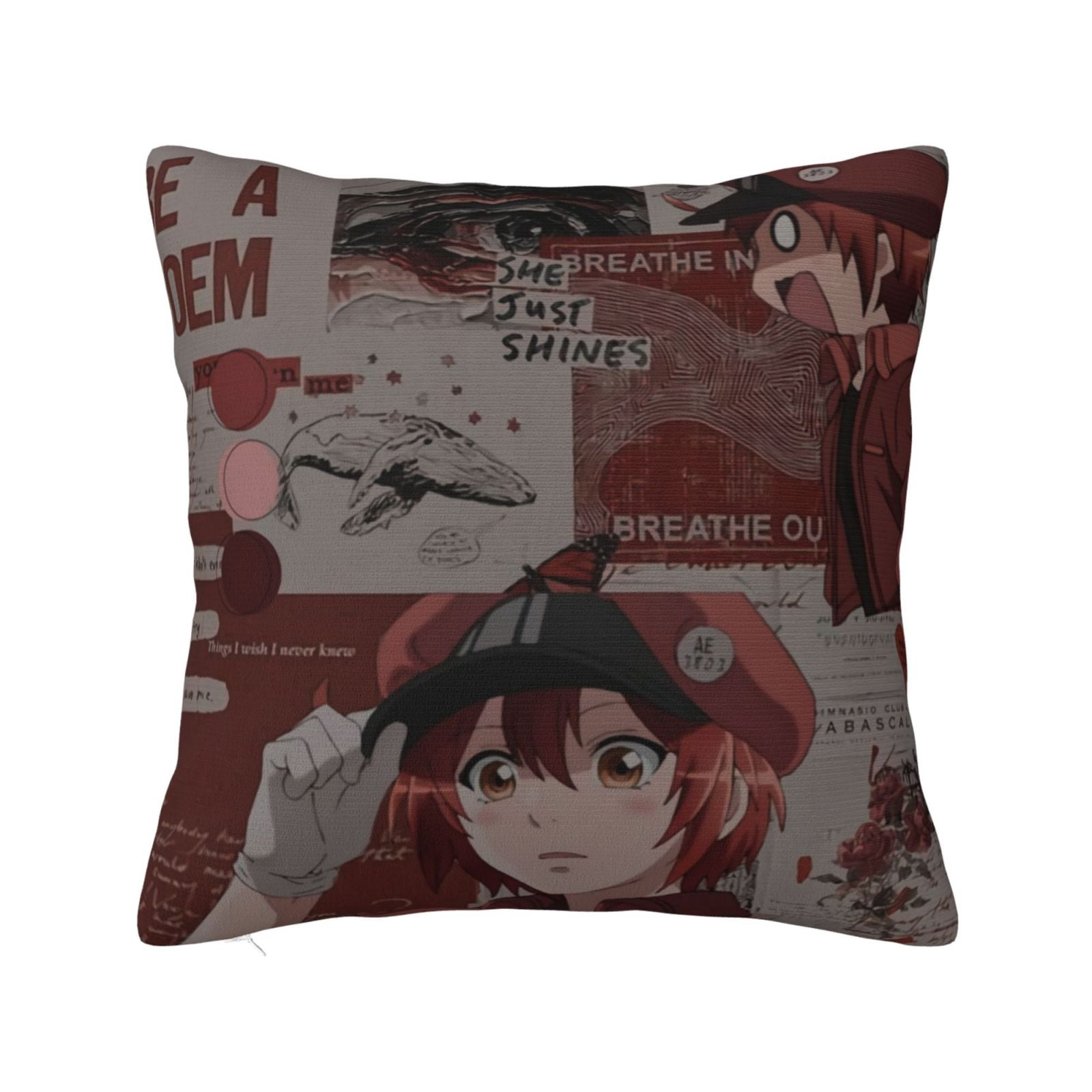 Cells At Work Throw Pillow Band Covers Decorative Pillowcase Square ...