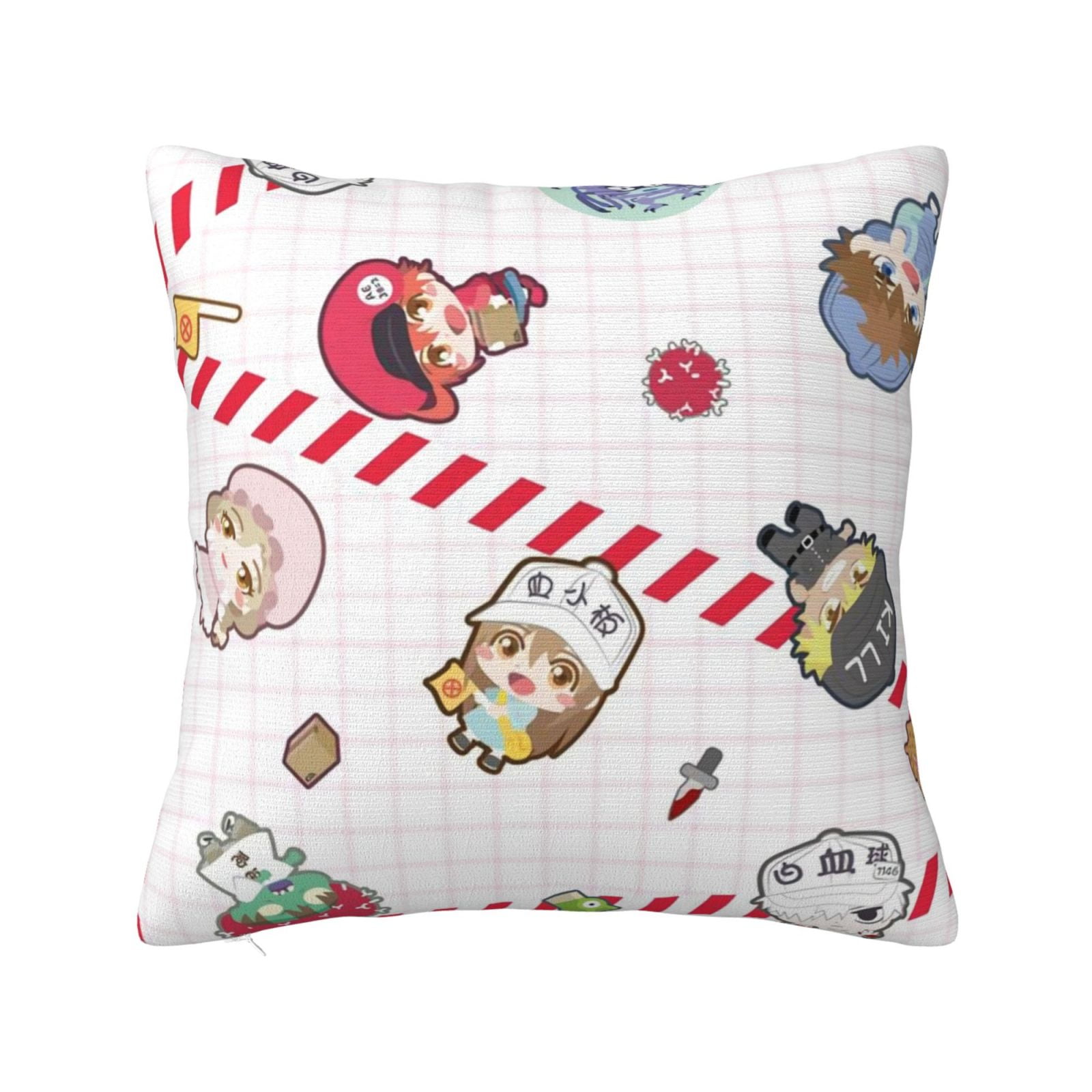 Cells At Work Throw Pillow Band Covers Decorative Pillowcase Square ...