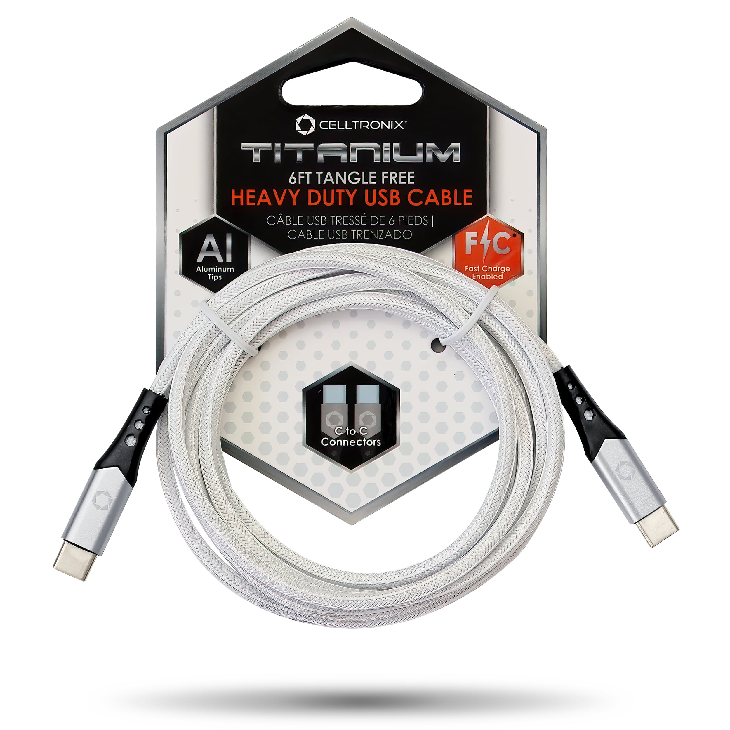 *Celltronix Titanium 6FT Fast Charging Tangle Free Heavy Duty USB Cable ...