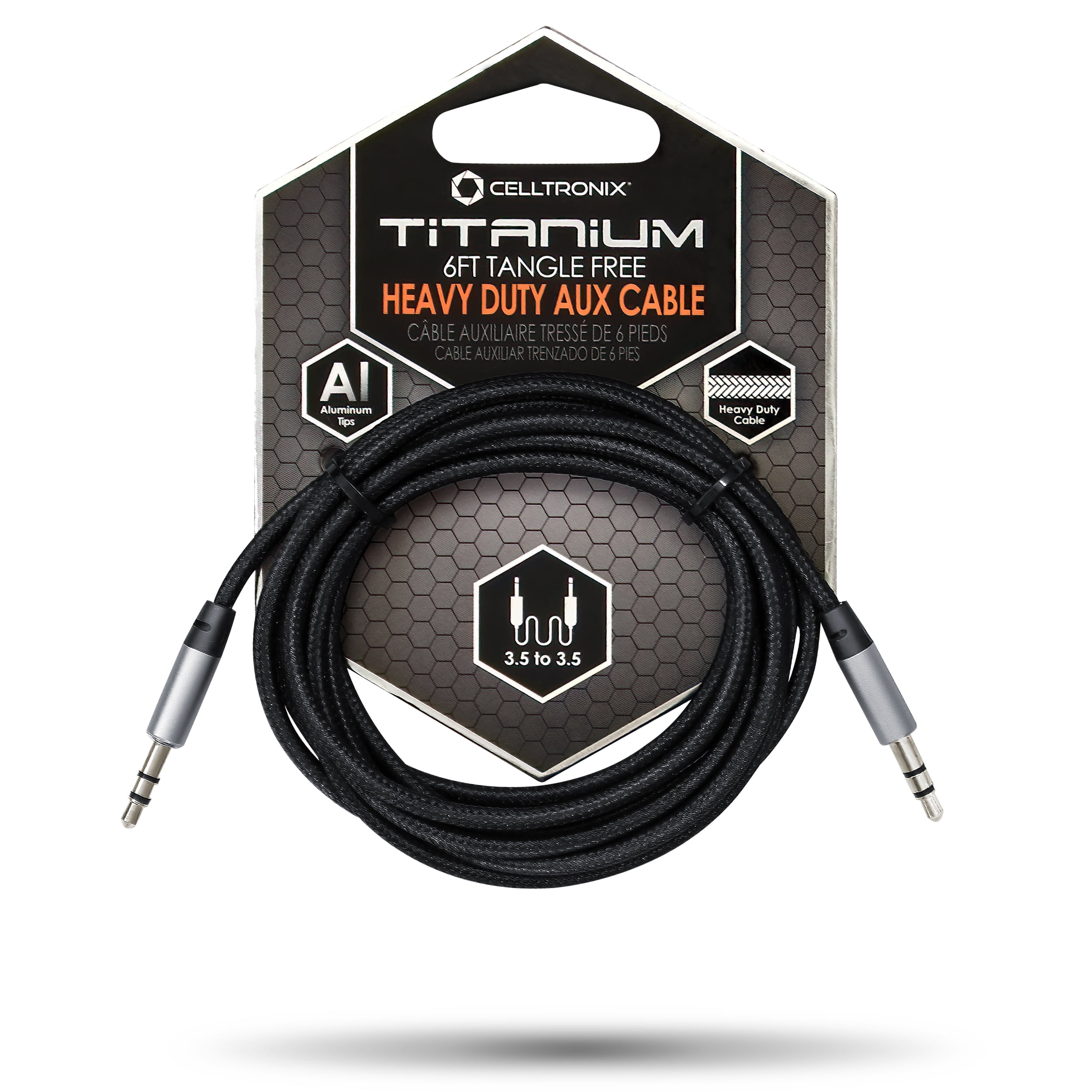 *Celltronix Titanium 6FT Tangle Free Heavy Duty 3.5mm to 3.5mm AUX ...