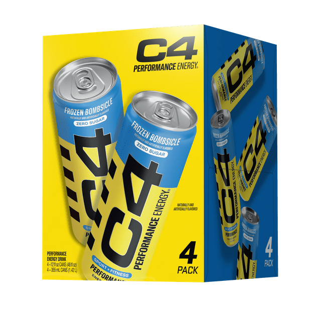 C4 Performance Energy Drink, Frozen Bombsicle, 12oz, 4 Pack Cans ...