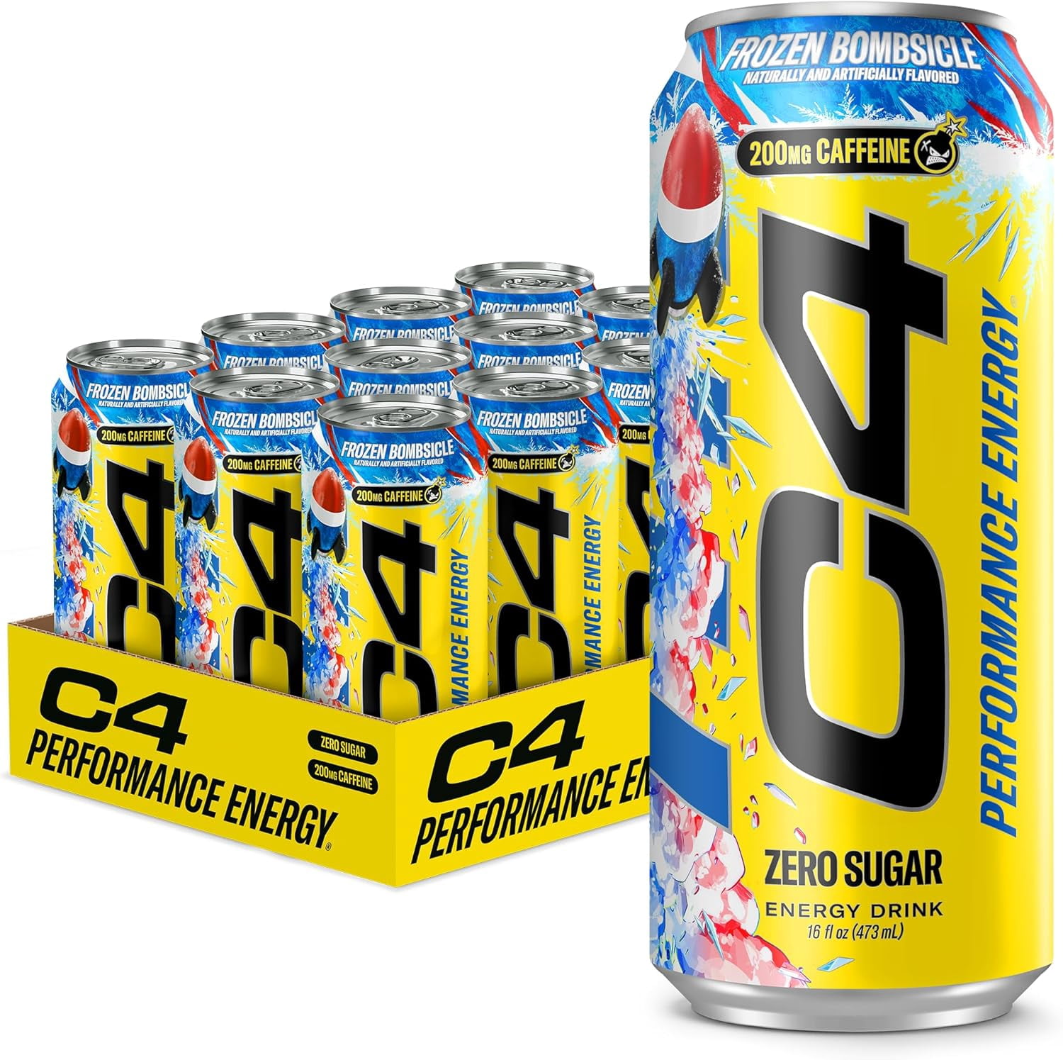 Free Shipping! C4 Energy Frozen Bombsicle Energy Drink 16oz 12 Pack ...