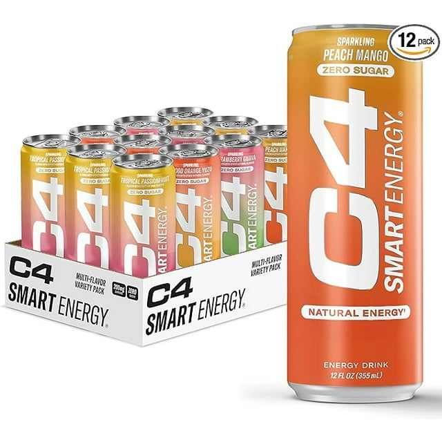 Cellucor C4 Smart Energy Drink Tropical Variety Pack, 12 oz, 12 Pack ...