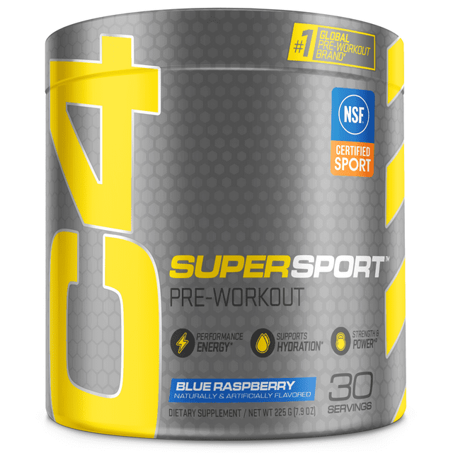 C4 Super Sport Pre-Workout Powder, Blue Raspberry, Energy, Strength ...