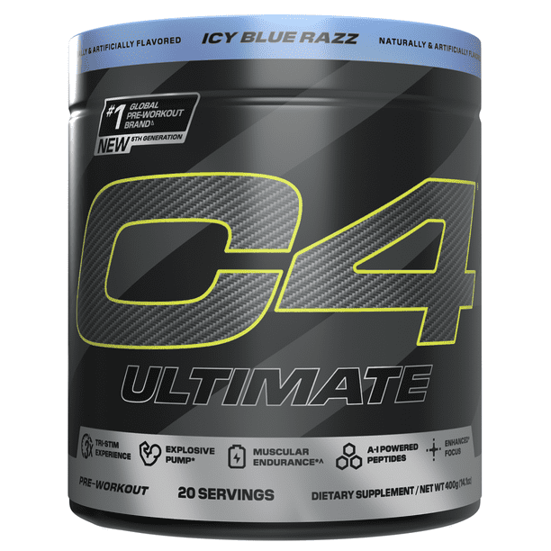Cellucor C4 Ultimate Pre-Workout Powder, Icy Blue Razz, 20 Servings ...