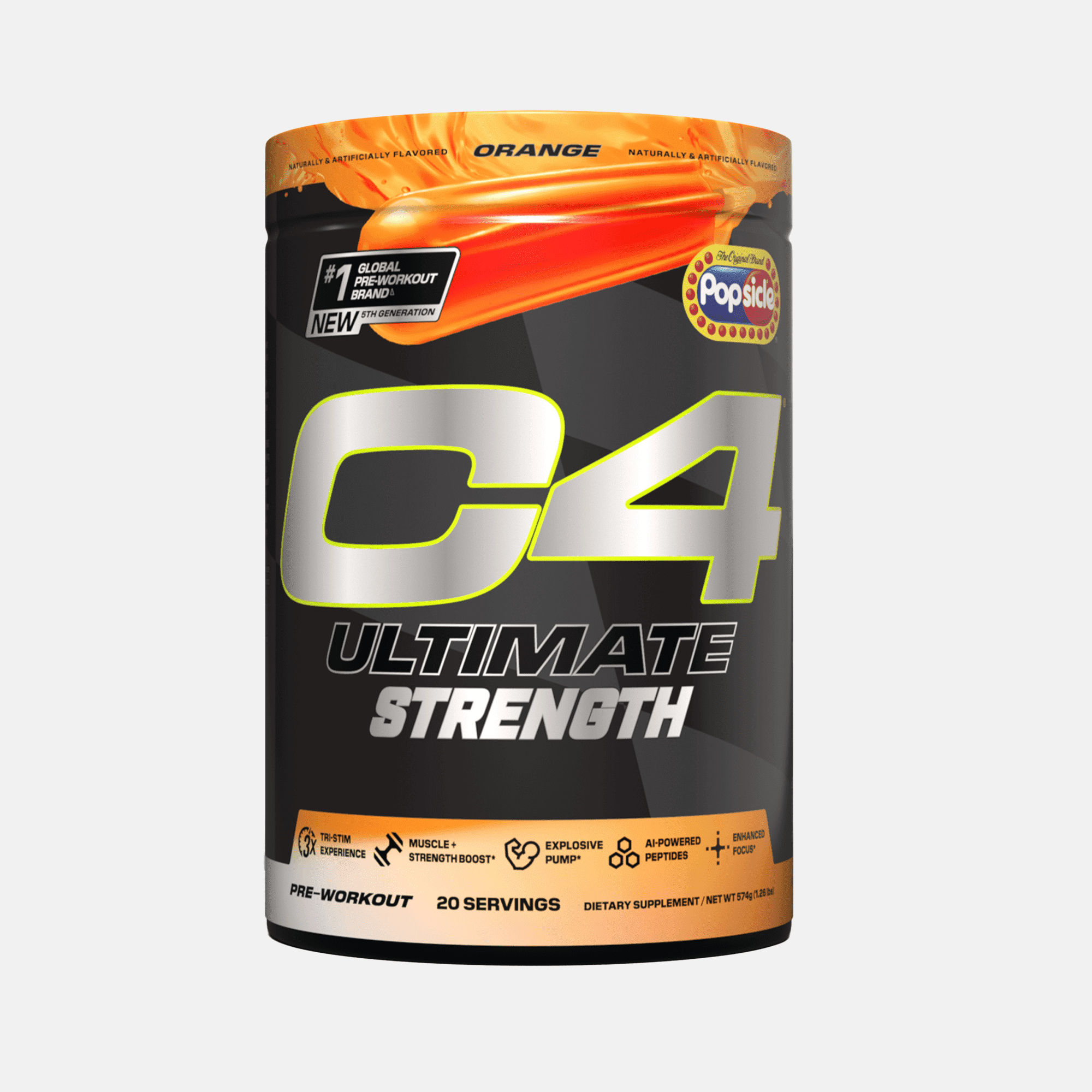 C4 Ultimate Strength Pre-Workout Powder, Orange Popsicle, 20 Servings ...