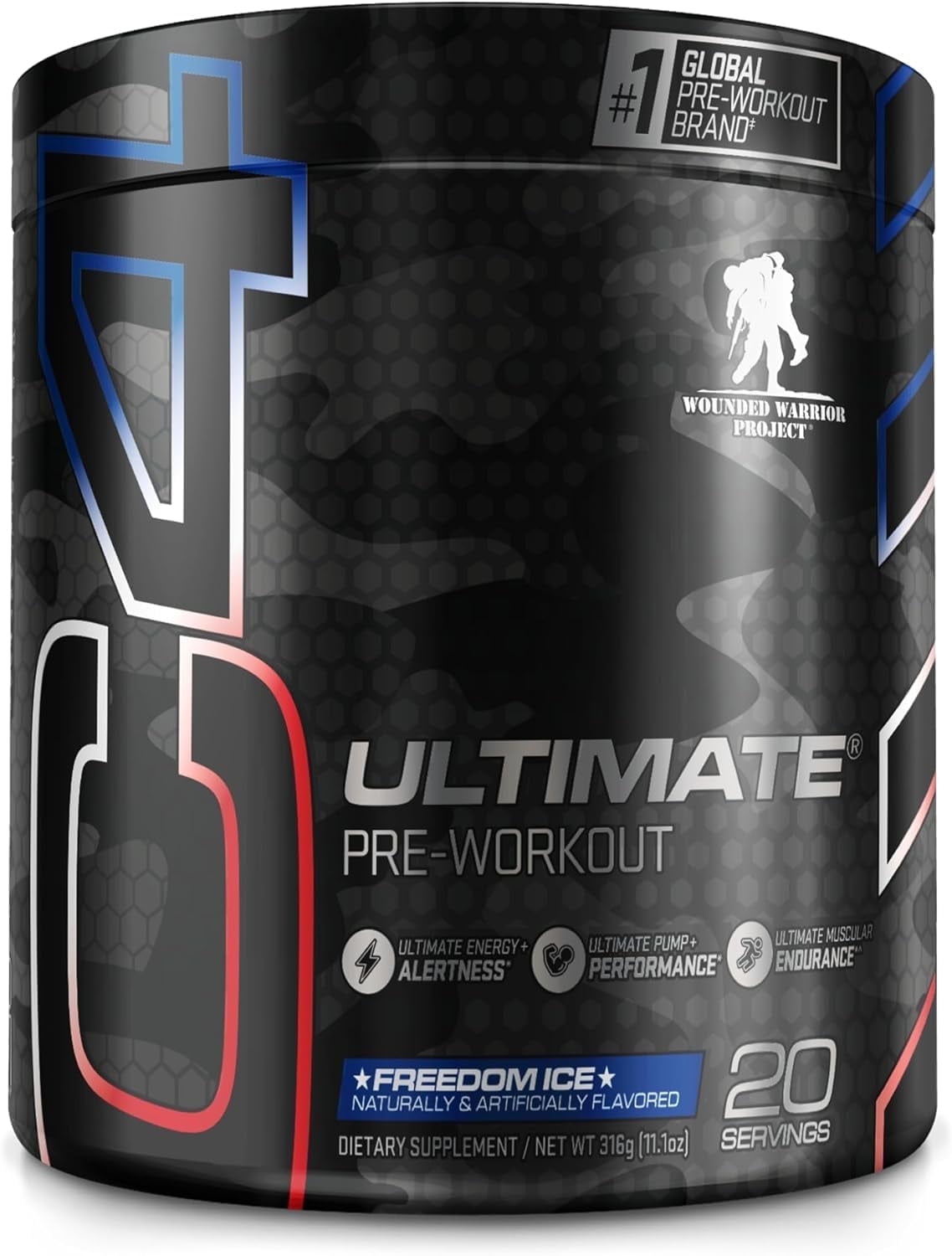 C4 Ultimate x Wounded Warrior Project Pre-Workout Powder, Freedom Ice ...