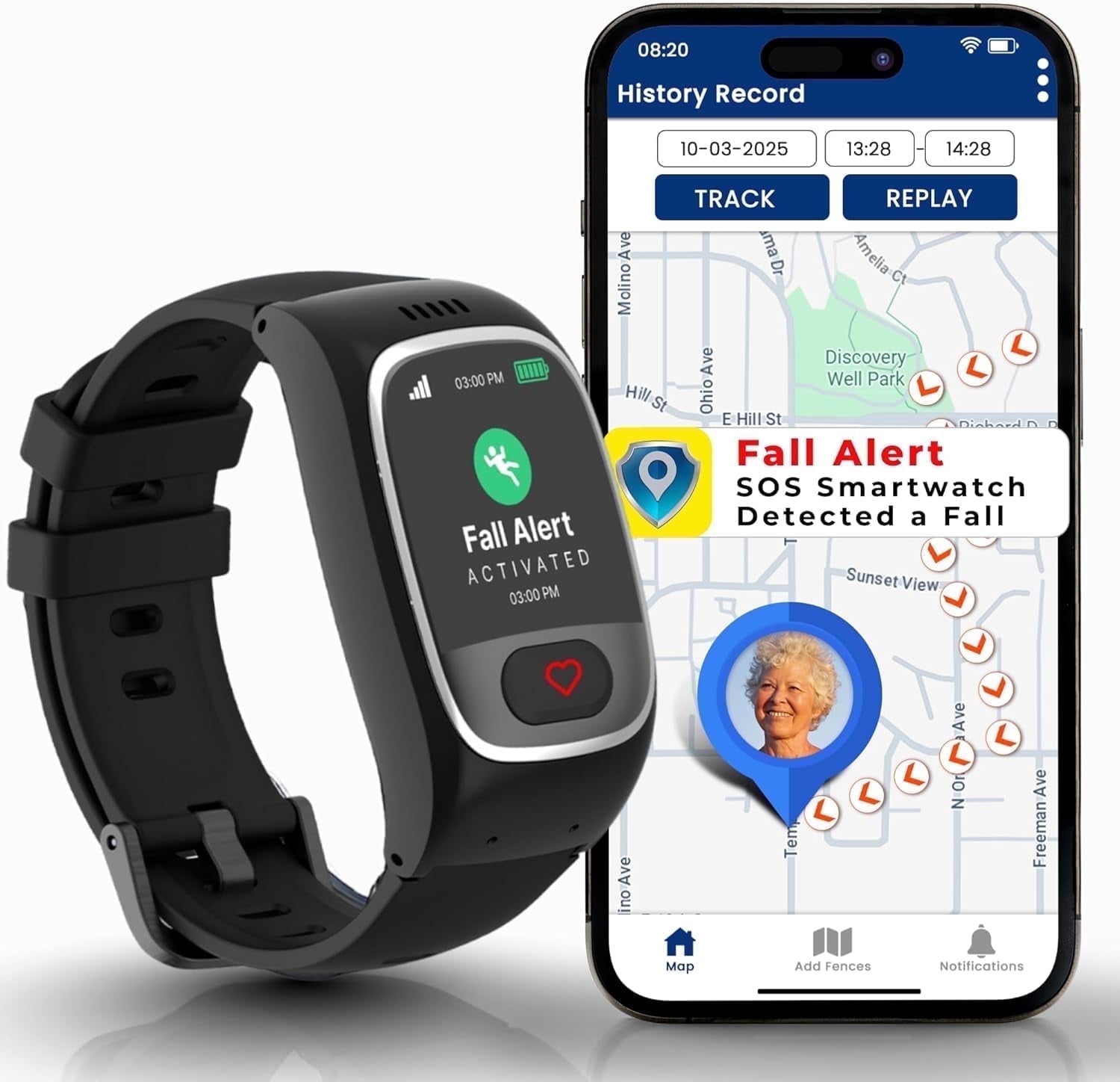Seculife Smartband: Medical Alert Bracelet with GPS Tracker, Fall ...