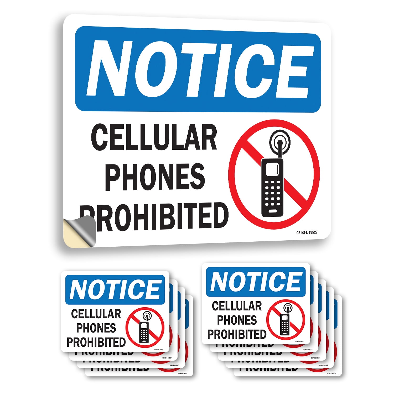 Cellular Phones Prohibited with Graphic OSHA Notice Vinyl Decal Label ...