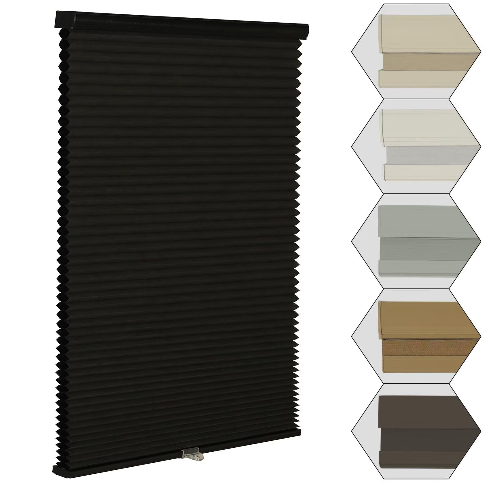 Cellular Window Shades Color-coordinated Black 25"w X 64"h Room ...
