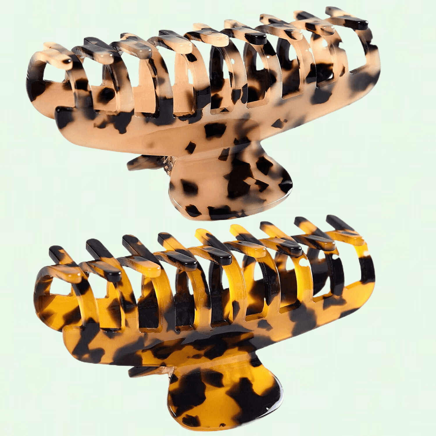 Celluloid Leopard Print Big Claw Clips for Long Hair, 2 Packs, 3.8 Inch ...