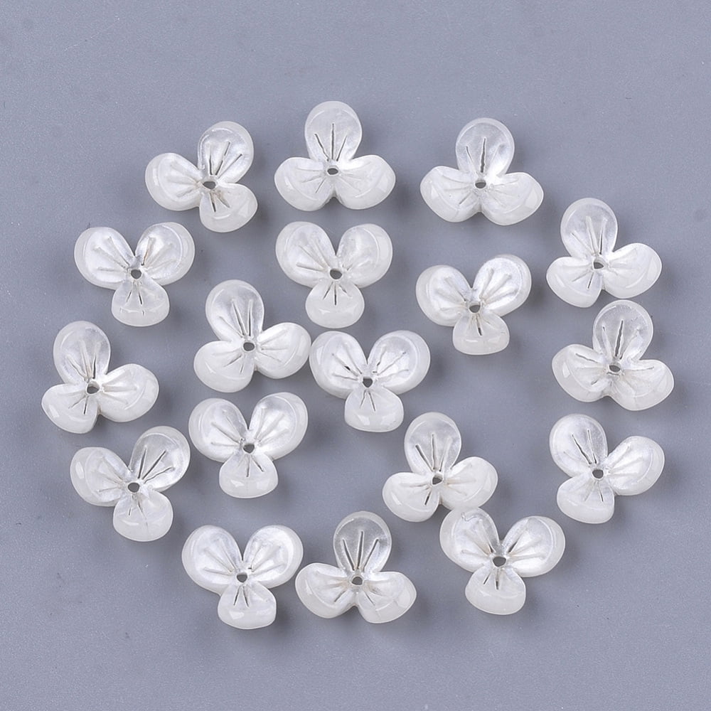 Cellulose Acetate(Resin) Bead Caps 3-Petal Flower Linen 12x13x5.5~6mm ...