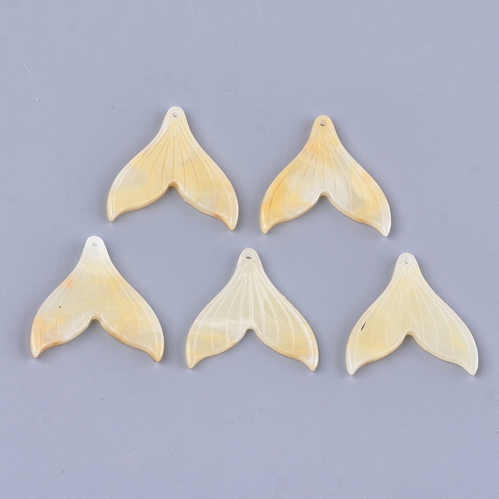 Cellulose Acetate(Resin) Pendants Whale Tail Shape PapayaWhip 26~26 ...