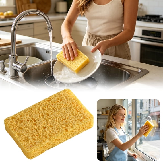 Cellulose Cleaning Sponge,Biodegradable Scratch Free Thickened for ...