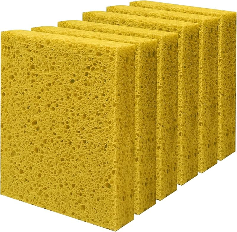 Cellulose Sponges, Large Size 4" x 6" x 1" - Heavy Duty Scrub Kitchen ...