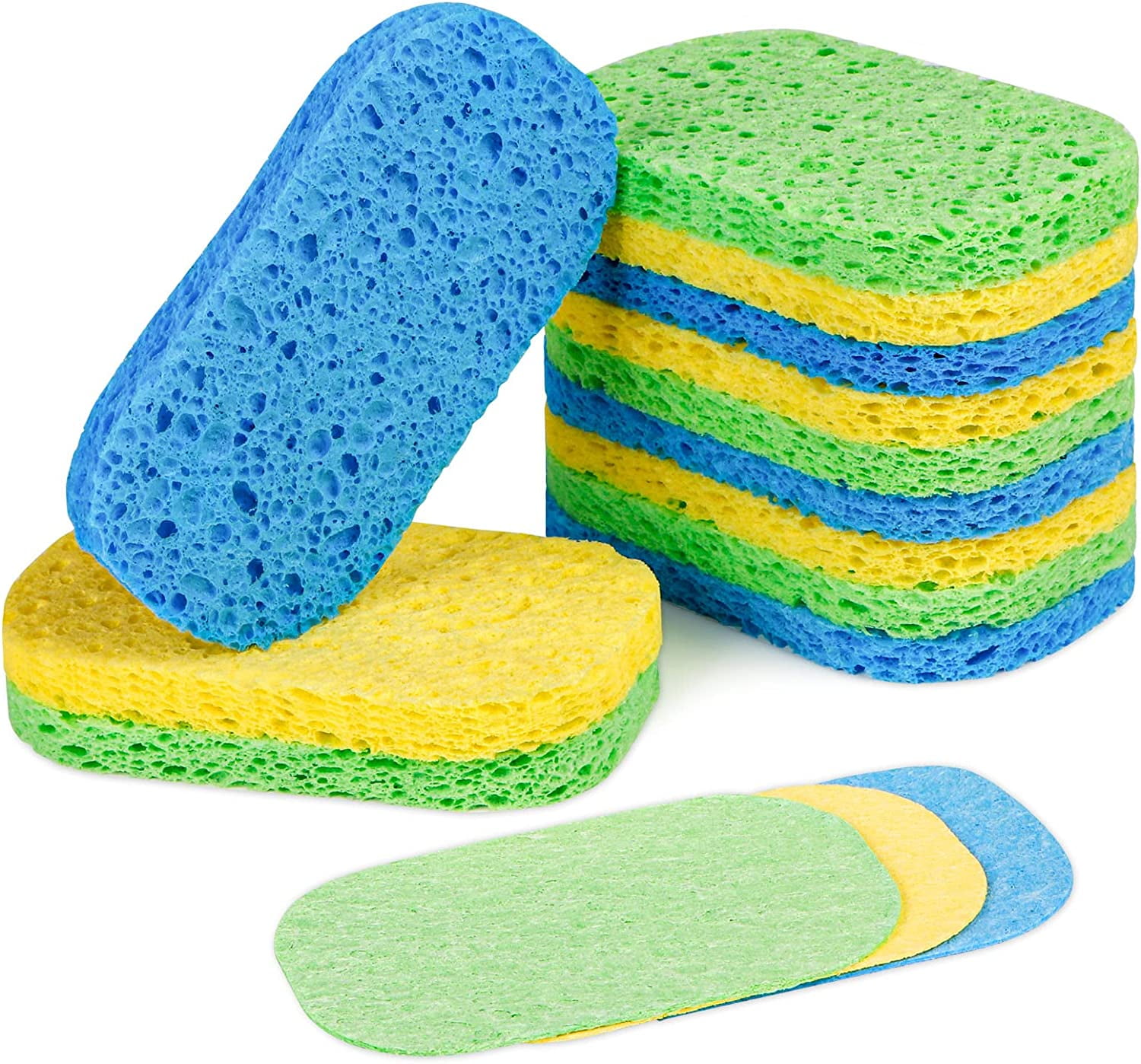 Cellulose Sponges Pack of 12,Natural Non-Scratch Cleaning Scrub Sponges ...