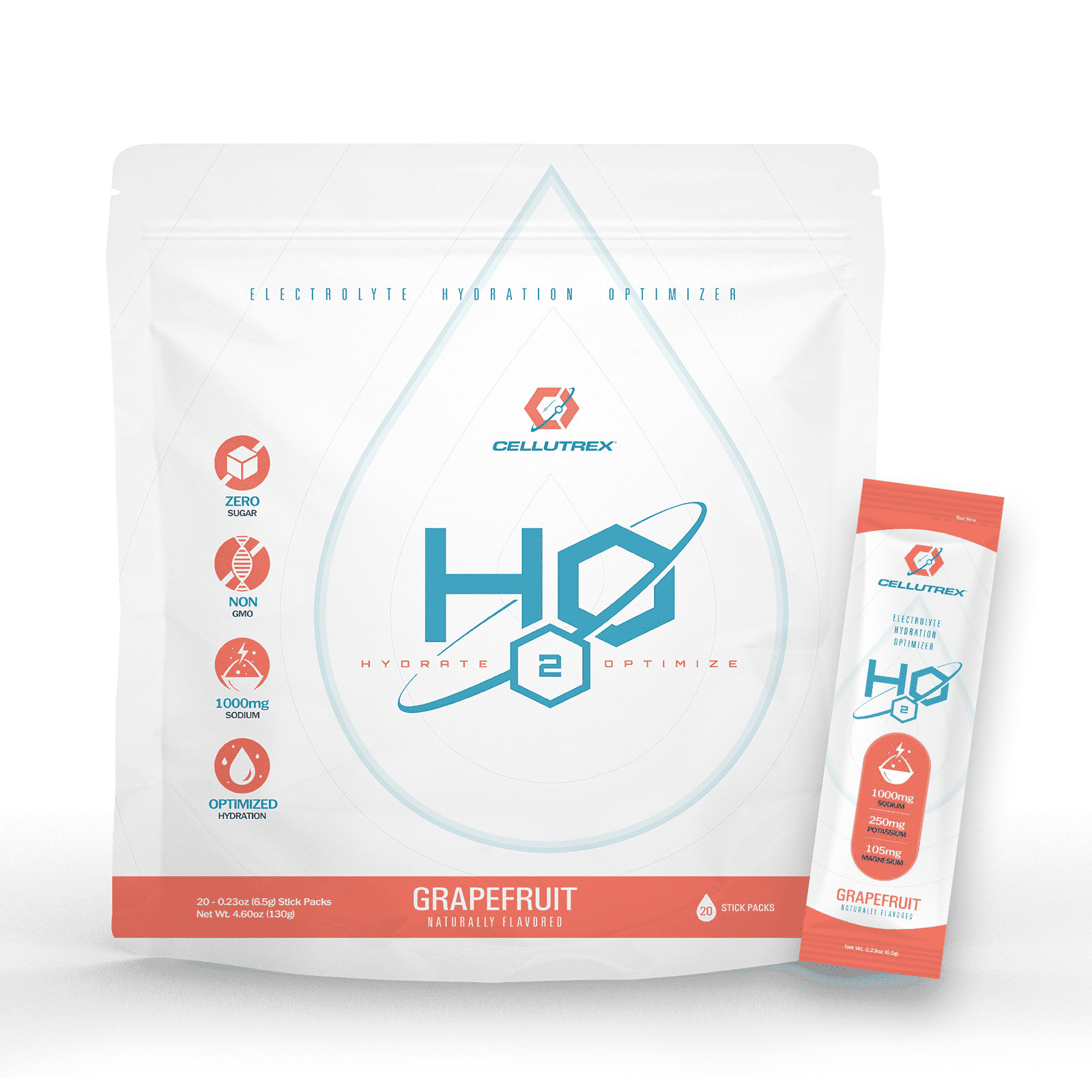 Cellutrex H2O Grapefruit Zero Sugar Hydration Packets, Additive-Free ...