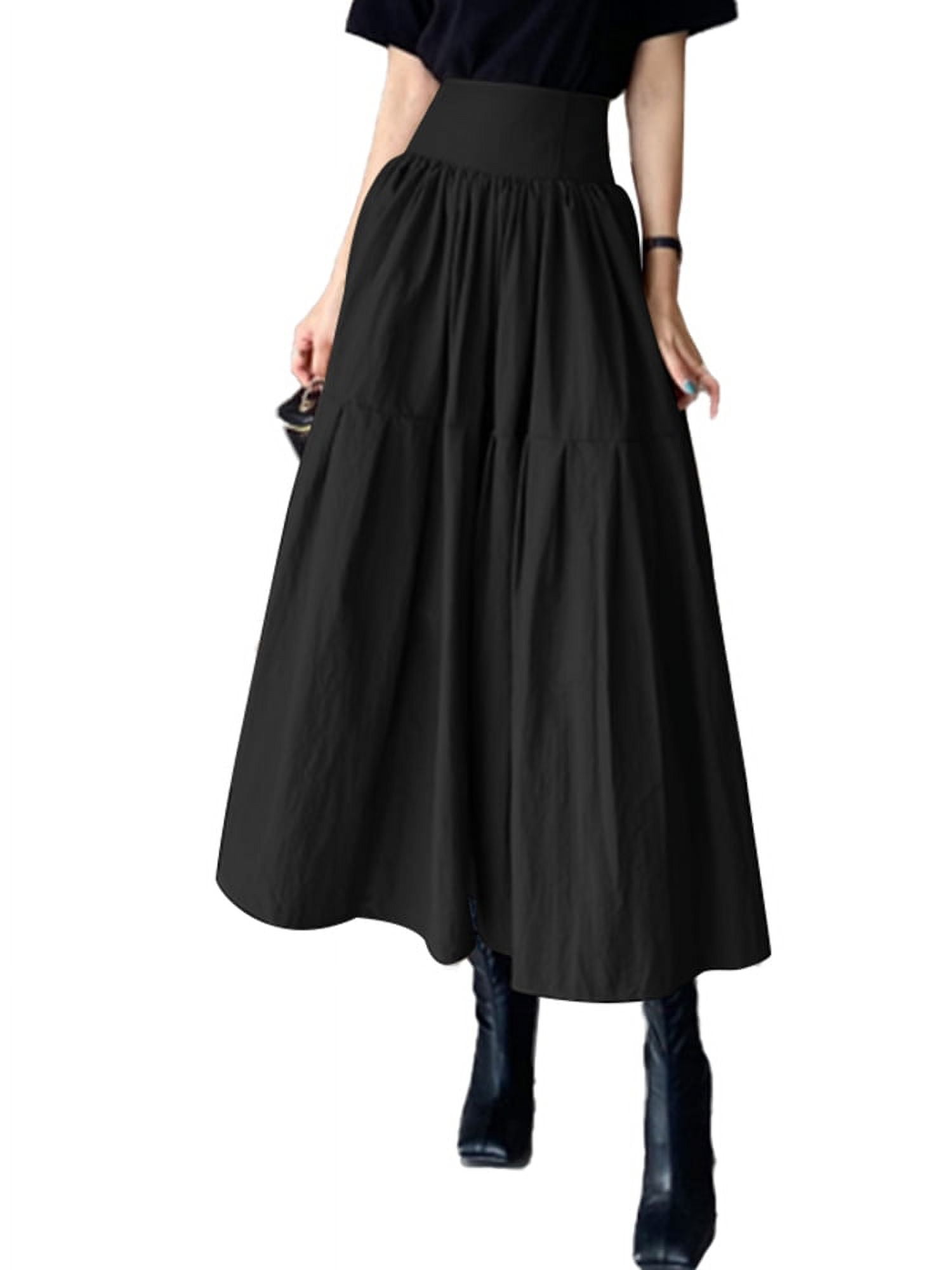 Celmia Women Holiday Casual Plain High Waist Invisible Zipper Ruffle ...