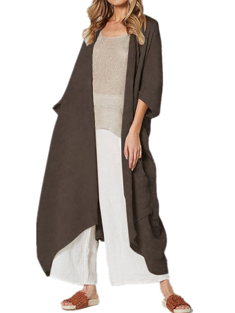 Celmia Women Wild Open Front Long Sleeve Draped Shirt Cardigan ...