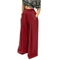 Celmia Womens Pants Leisure High Waist Wide Leg OL Long With Pockets ...