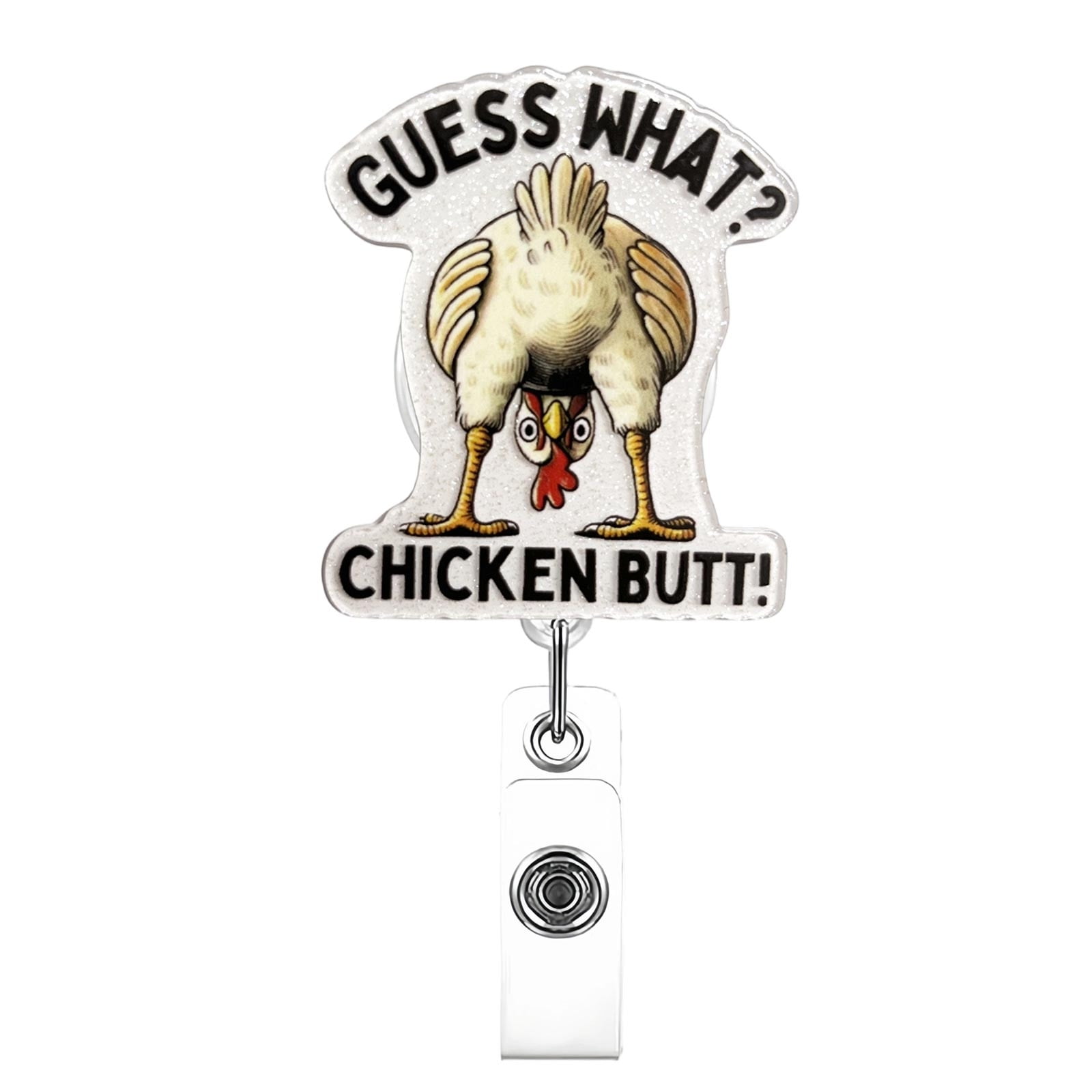 Celokiy Funny Goose Badge Reel Glitter Retractable ID Holder For ...