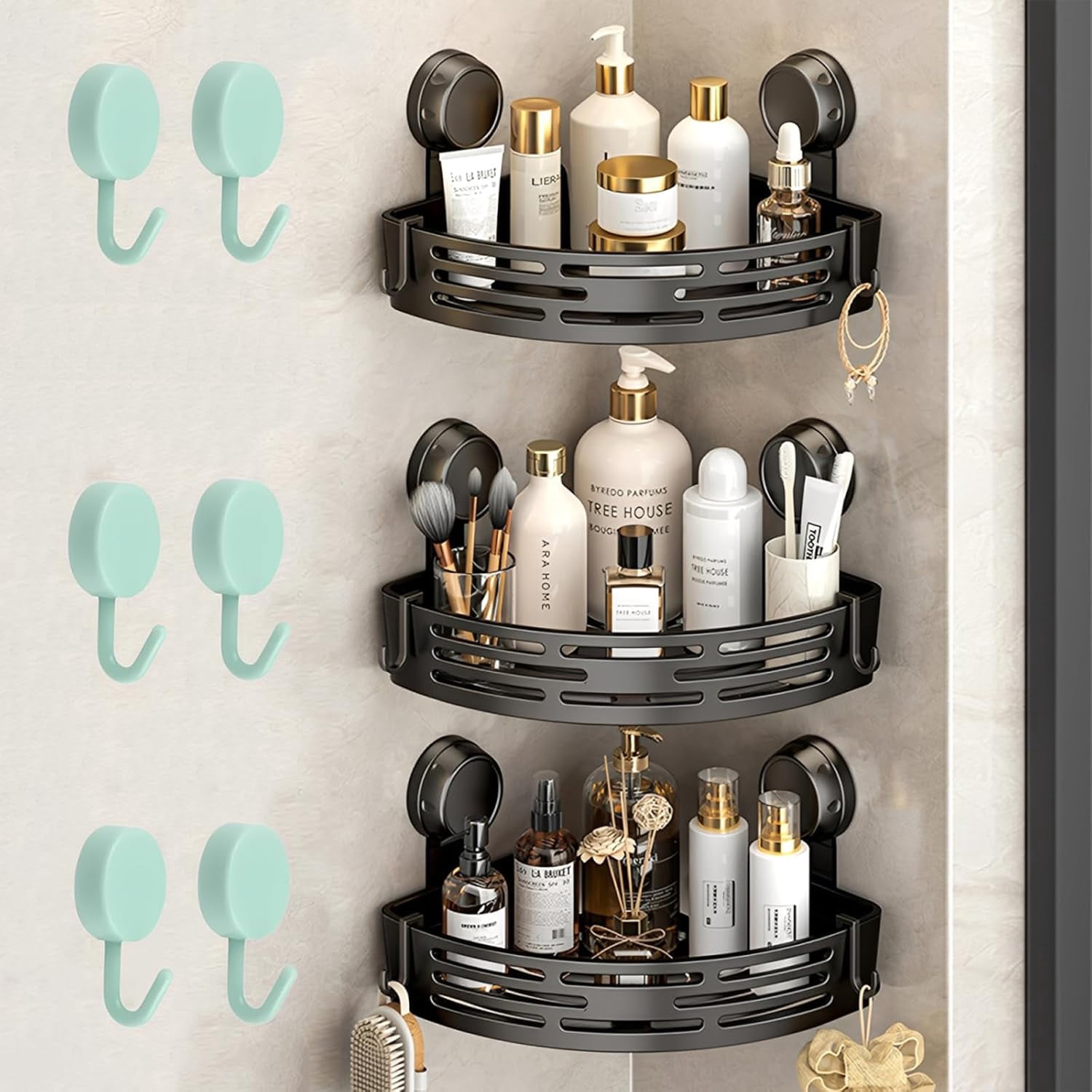 Celoplix 2026 New Suction Cup Corner Shower Shelf, Triangle Suction Cup ...