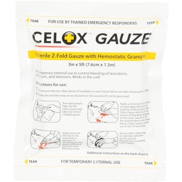 Celox 3inx5ft Z-Fold First Aid Emergency Trauma Gauze Stops Bleeding ...