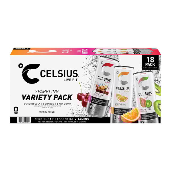 Celsius Energy Drink Variety Pack 12 fl oz Cans, 18 Count Assorted ...