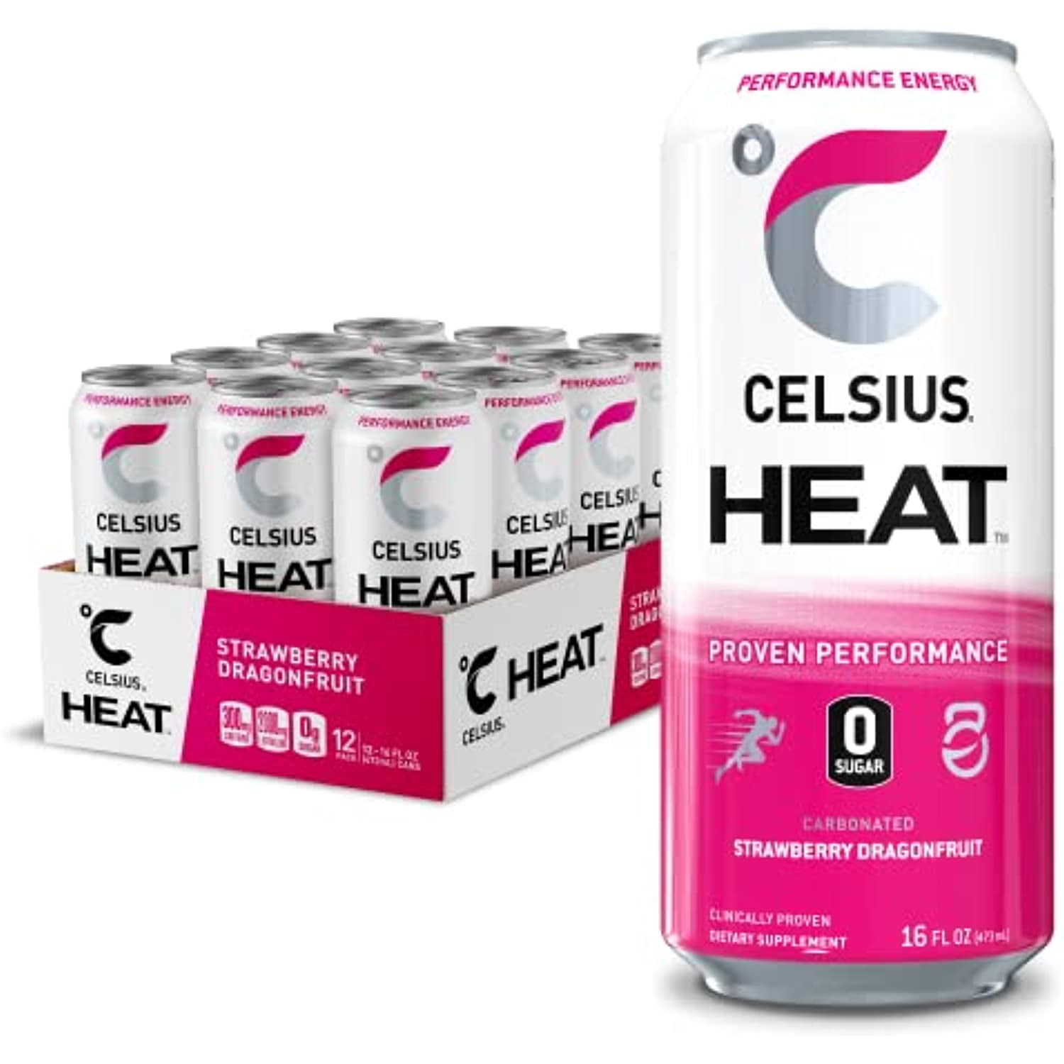 Celsius Heat Performance Energy Drink, Power Free, Strawberry ...