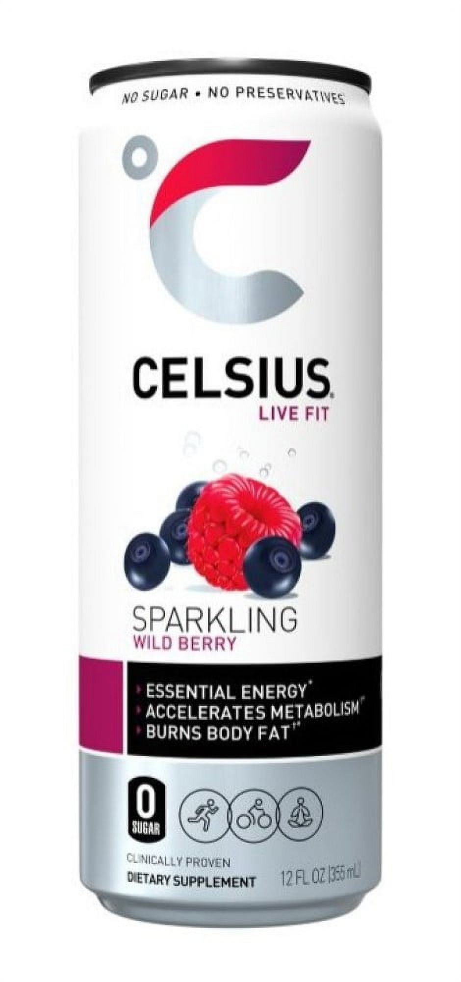 Celsius Live Fit Sparkling Wild Berry Essential Energy Drink 12oz., 1 ...