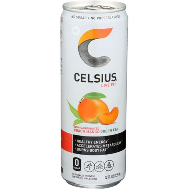Celsius Peach Mango Green Tea Energy Drink 12 fl oz - Walmart.com