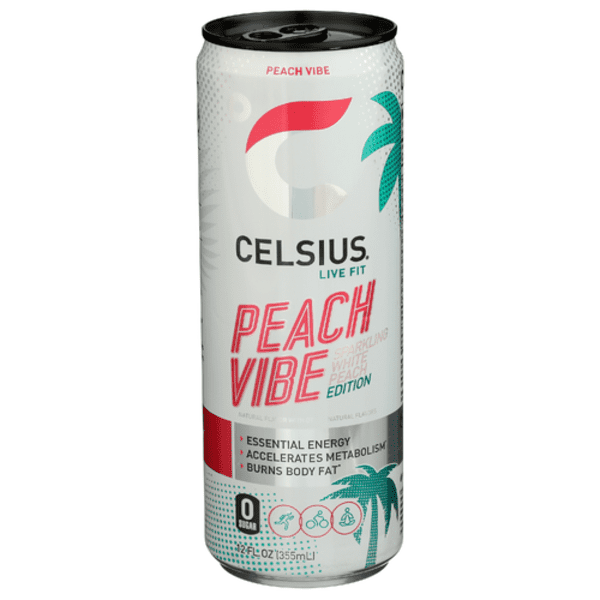 Celsius Peach Vibe Sparkling Energy Drink 12 fl oz - Pack of 2 ...