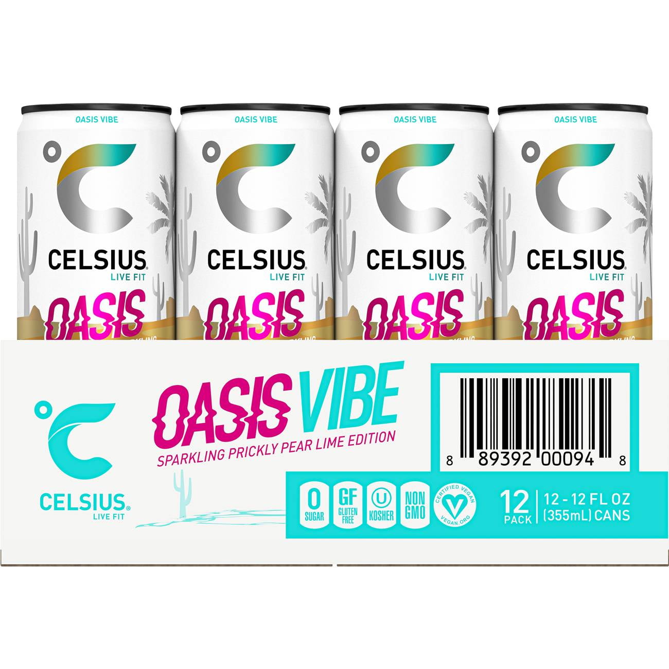 Celsius Sparkling Energy Drink 12 pk - Oasis Vibe - 12 oz - Walmart.com