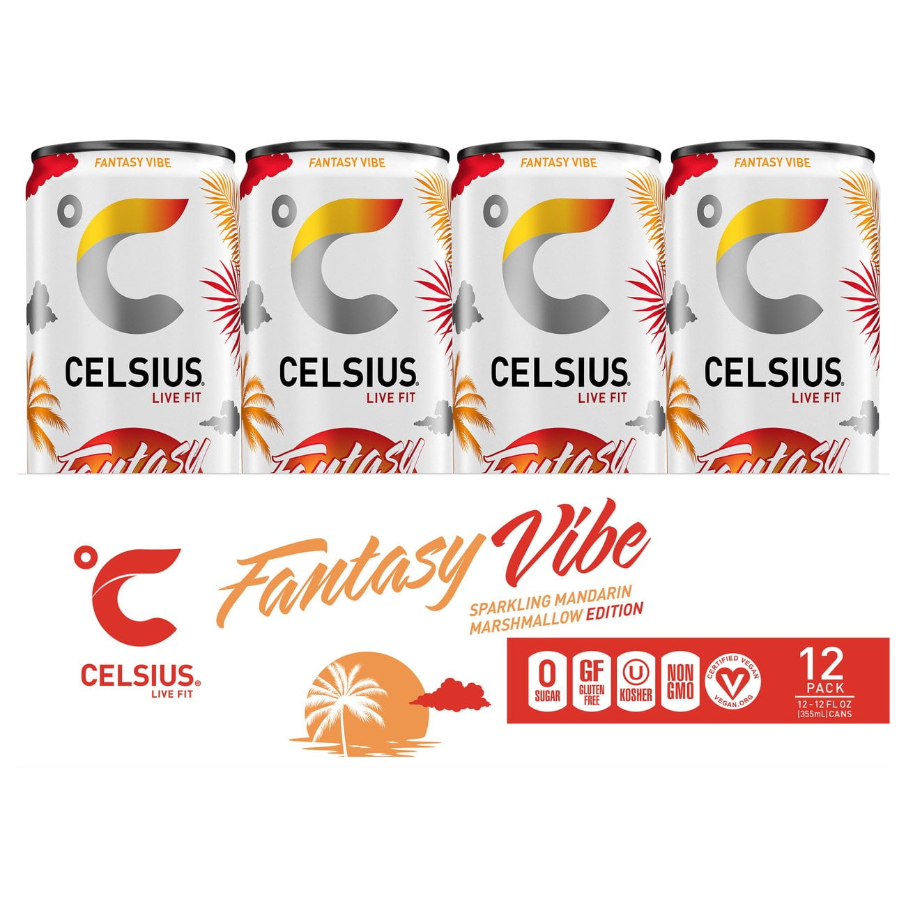 Celsius Sparkling Energy Drink - Fantasy Vibe, 12 Pack - 12 oz ...