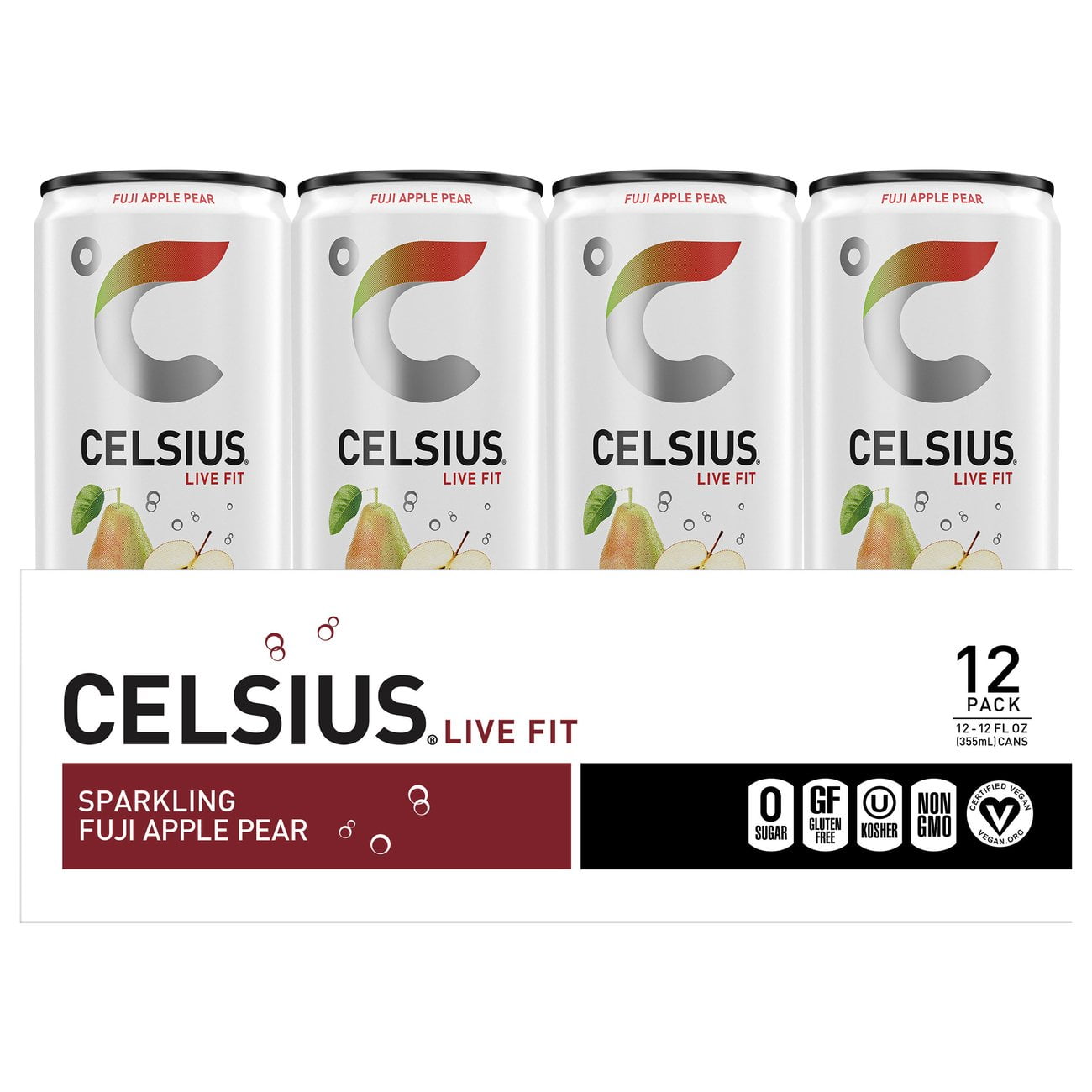 Celsius Sparkling Energy Drink - Fuji Apple Pear, 12 Pk - 12 oz ...