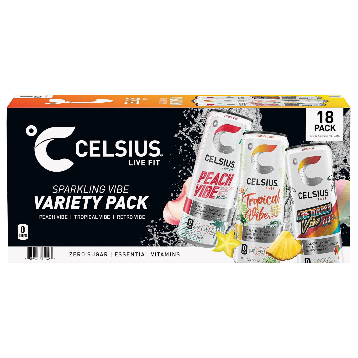 Celsius Sparkling Energy Drink, Vibe Variety Pack, 12 Fluid Ounce (Pack ...