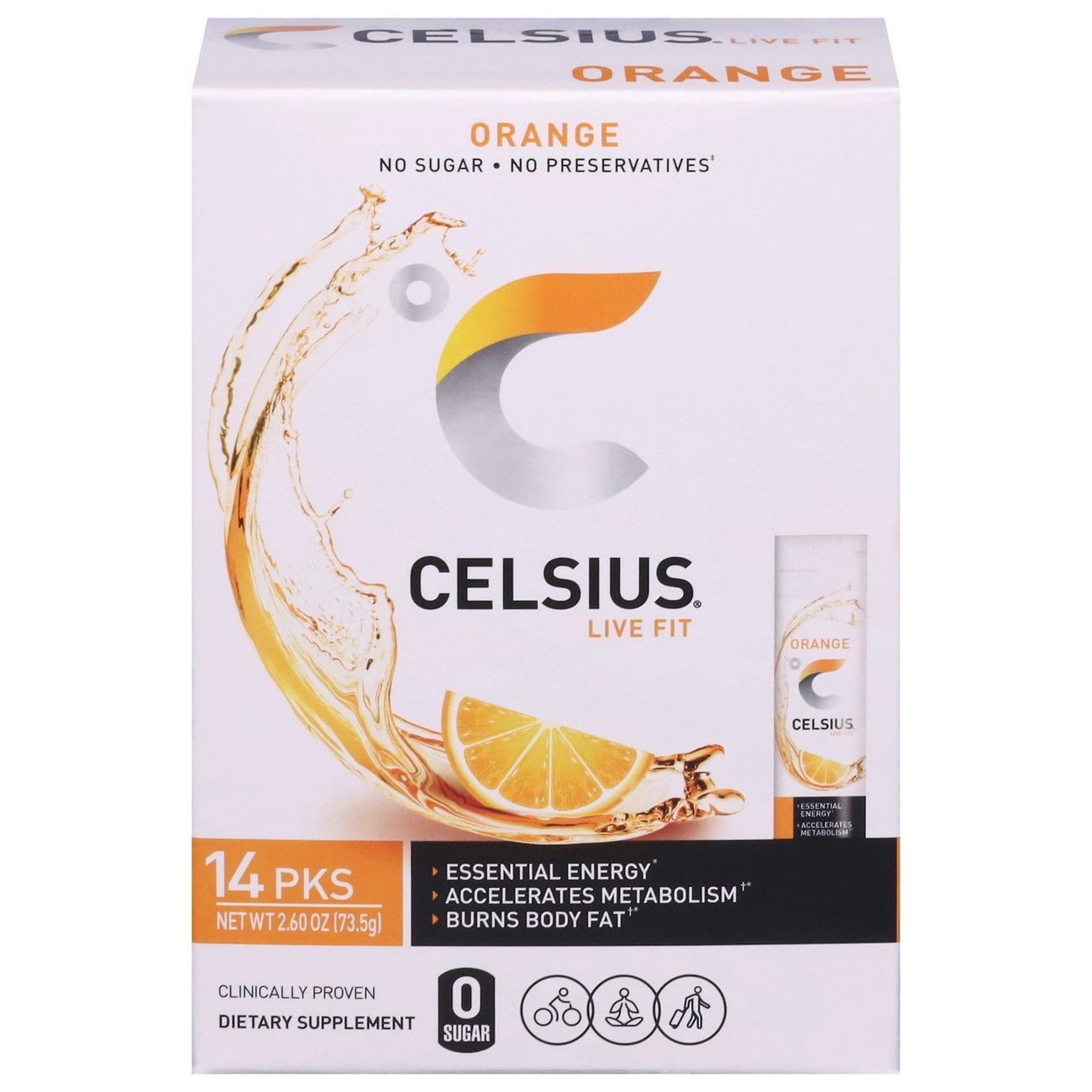 Celsius Zero Sugar Energy Powder Stick Packs - Orange - 14 ct - Walmart.com