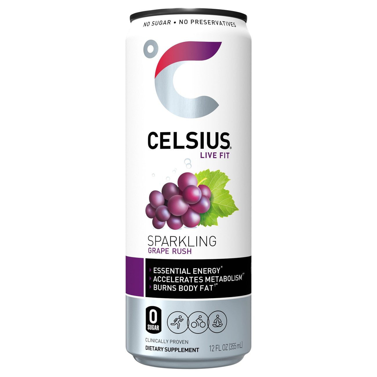 Celsius Zero Sugar Sparkling Energy Drink - Grape Rush - 12 oz- Pack of ...