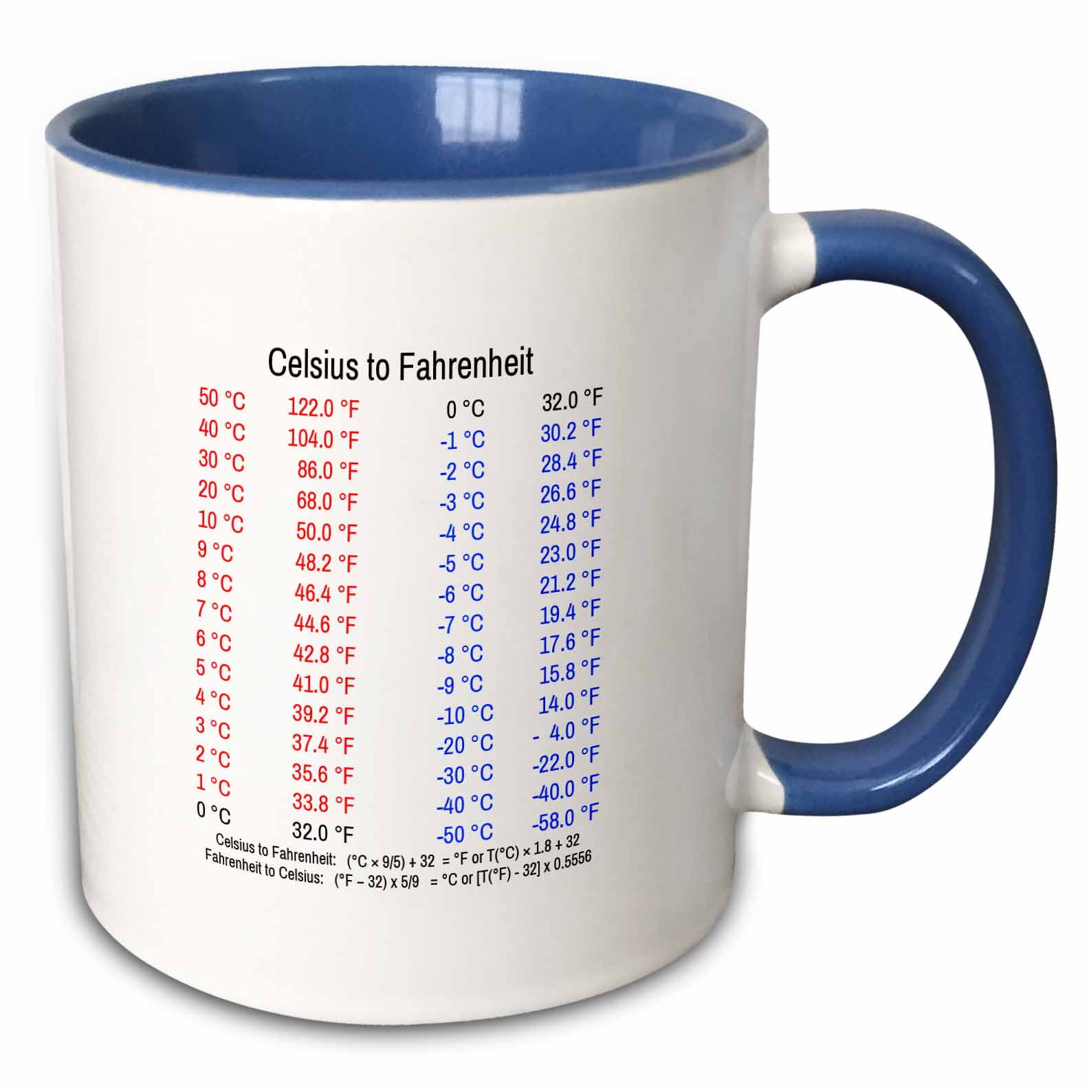 Celsius to Fahrenheit temperature conversion chart and formulas 11oz ...