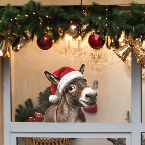 Celsvanis Christmas Window Cling Funny Donkey Window Decal Static ...
