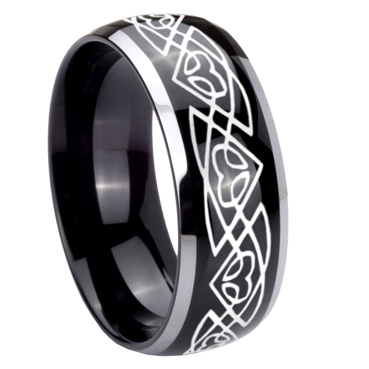 Celtic Braided 8MM Dome Glossy Black 2 Tone Tungsten Men Ring - Walmart.com