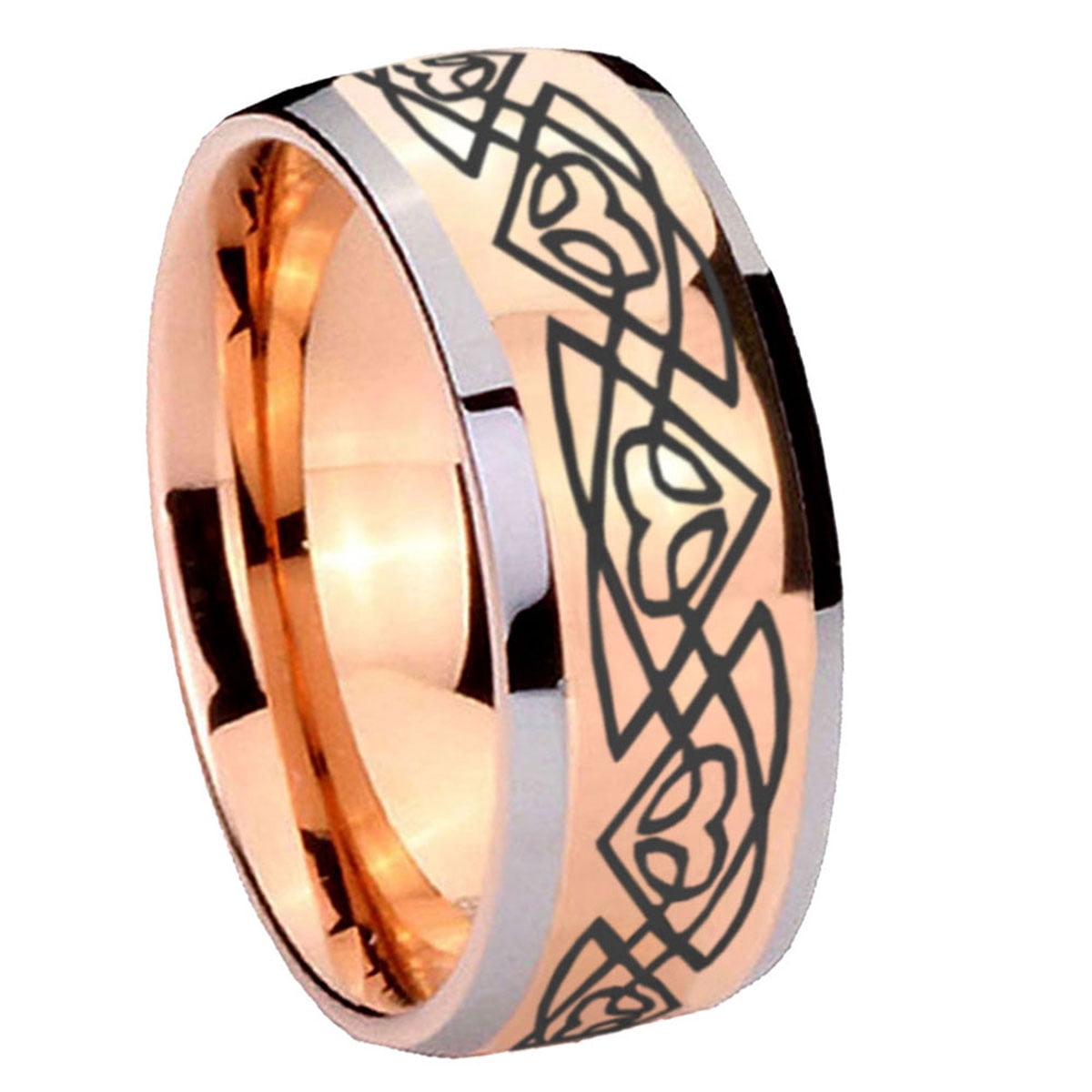 Celtic Braided 8MM Dome Rose Gold Two Tone Tungsten Men Ring - Walmart.com