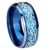 Celtic Braided 8MM Polished Blue 2 Tone Dome Tungsten Men Ring ...