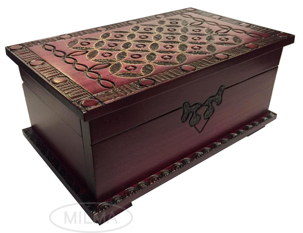 Celtic Chest Secret Puzzle Wooden Box Polish Handmade Linden Wood Keepsake Secret Trick Lock ...