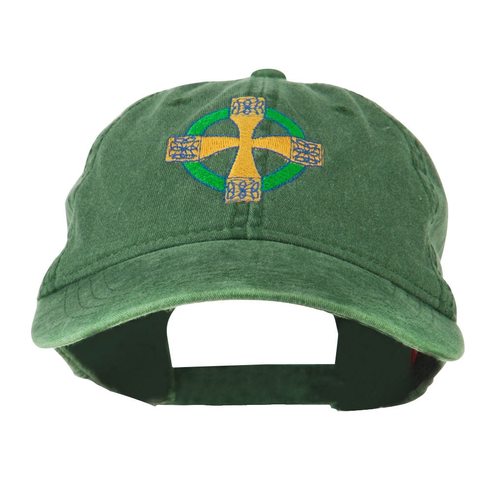Celtic Cross Embroidered Washed Cap - Dark Green OSFM - Walmart.com